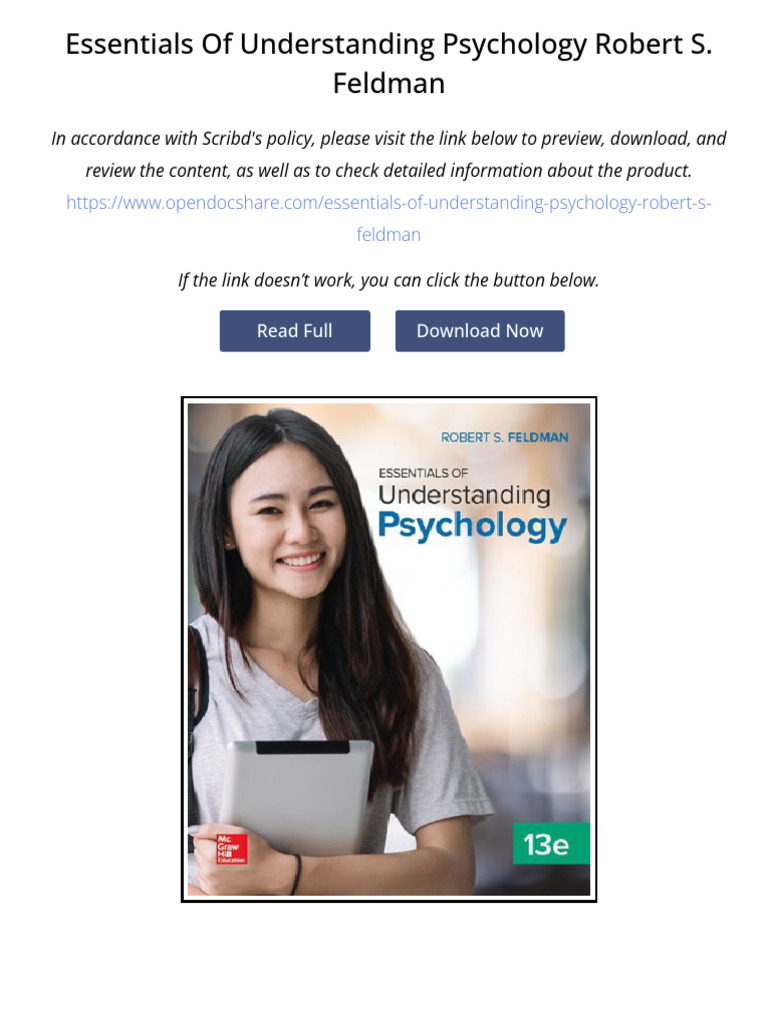 Essentials of Understanding Psychology Robert S. Feldman | PDF ...