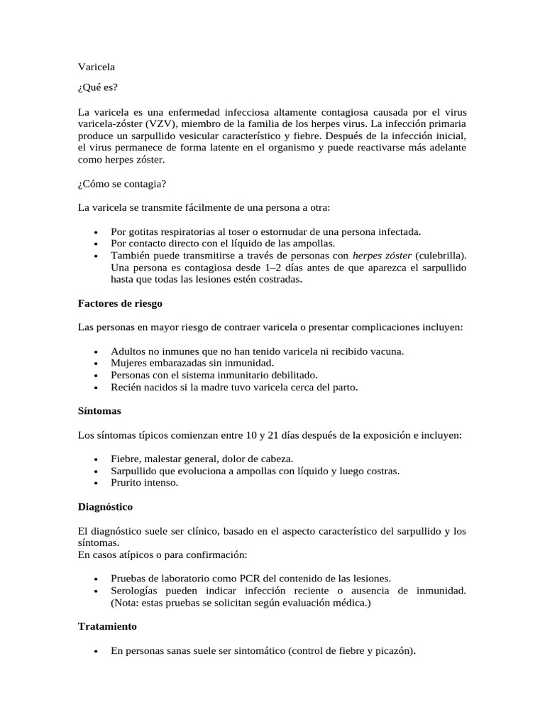 VARICELA | PDF | Enfermedades y trastornos | Enfermedades y trastornos ...