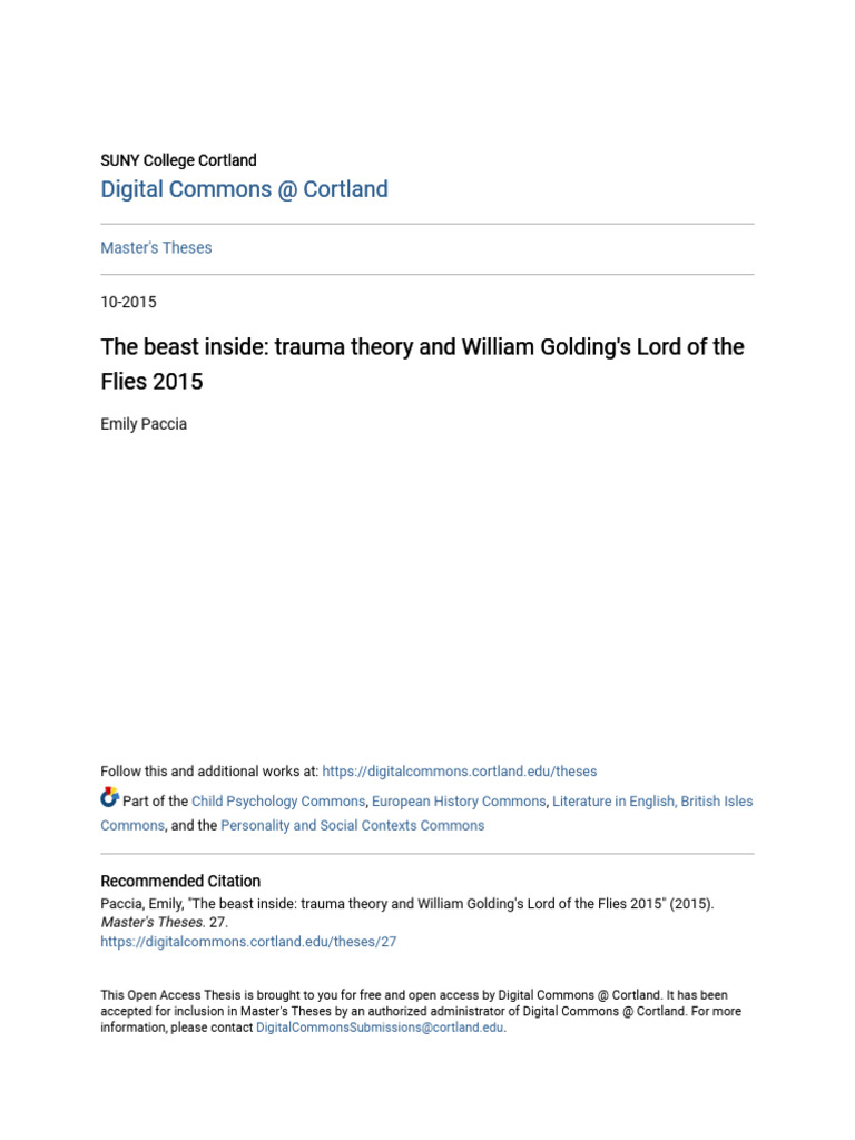 The Beast Inside_ Trauma Theory and William Goldings Lord of The | PDF ...