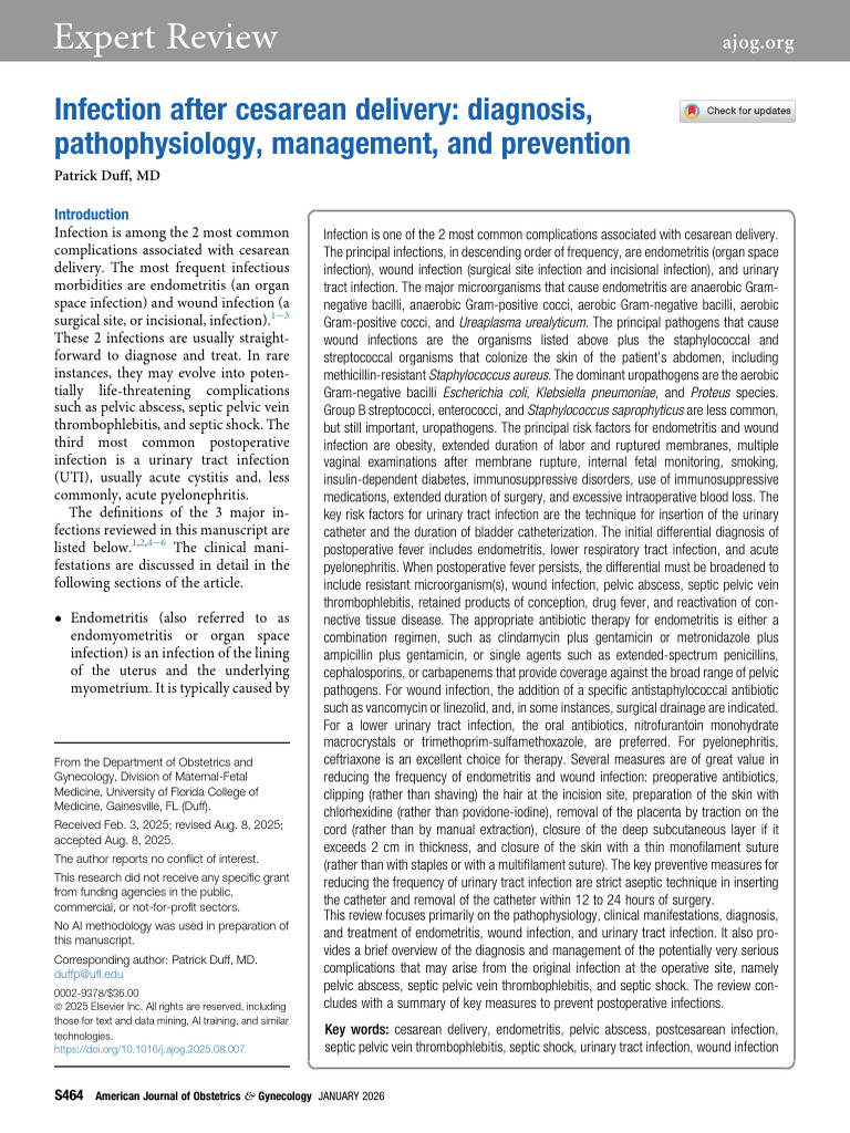 Cesarean Delivery Infection Management | PDF | Urinary Tract Infection ...