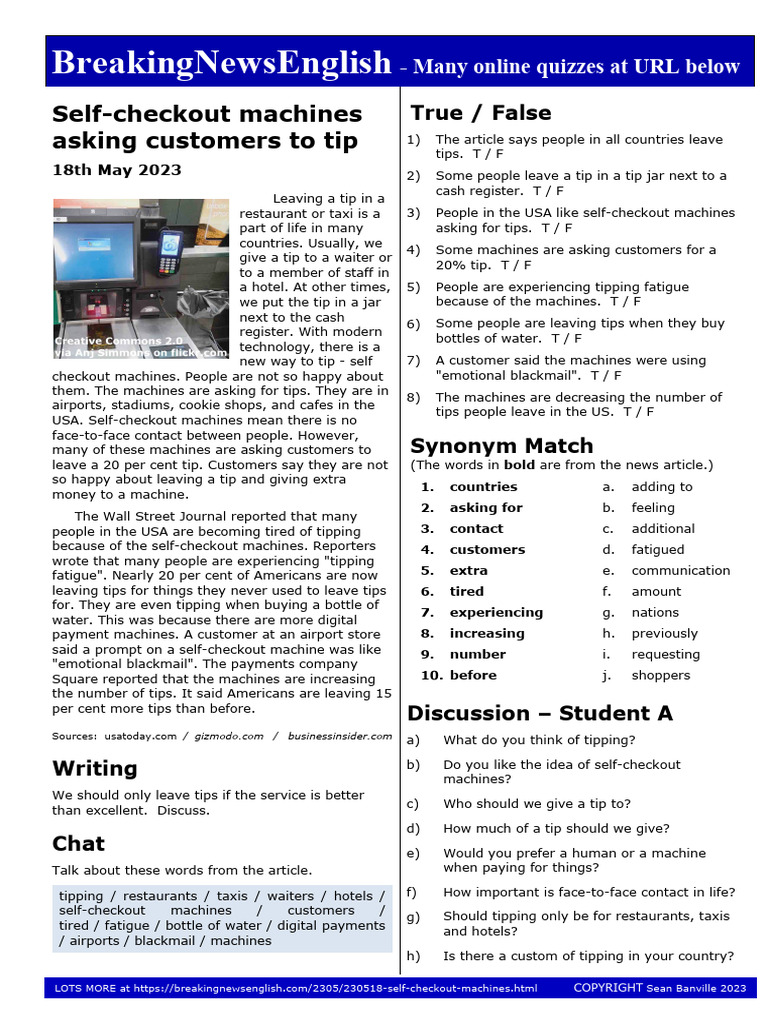 Self-Checkout Machines and Tipping Trends | PDF | Gratuity