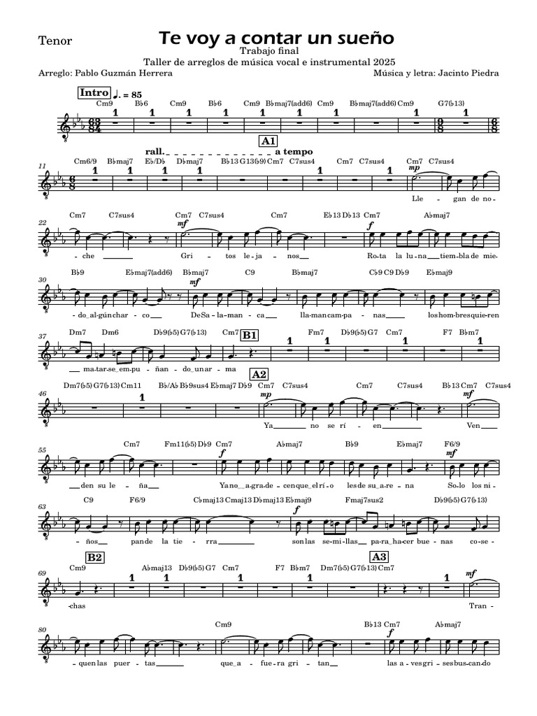 Te Voy a Contar Un Sueño Tenor | PDF