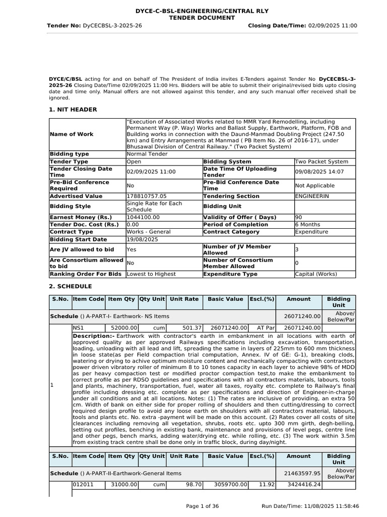 E-Tender for MMR Yard Remodelling | PDF | Concrete | Construction Aggregate