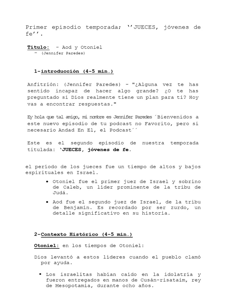 Guion- Episodio Otoniel y Aod(Jennifer Paredes) | PDF
