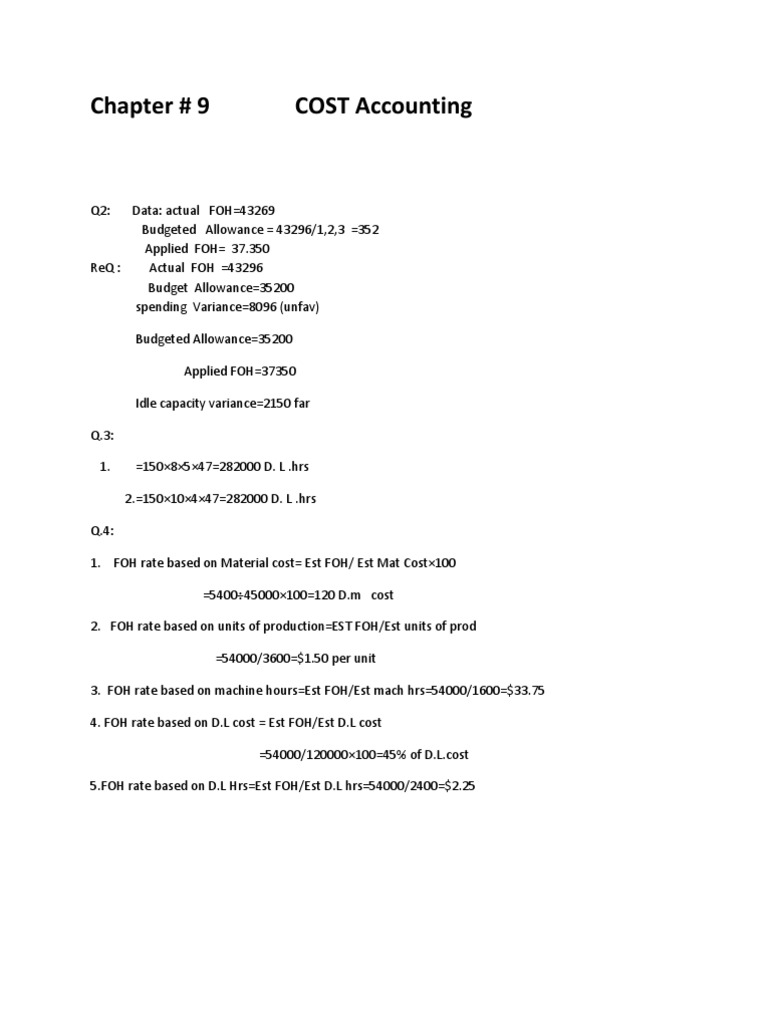 Idle Capacity Variance Analysis | PDF