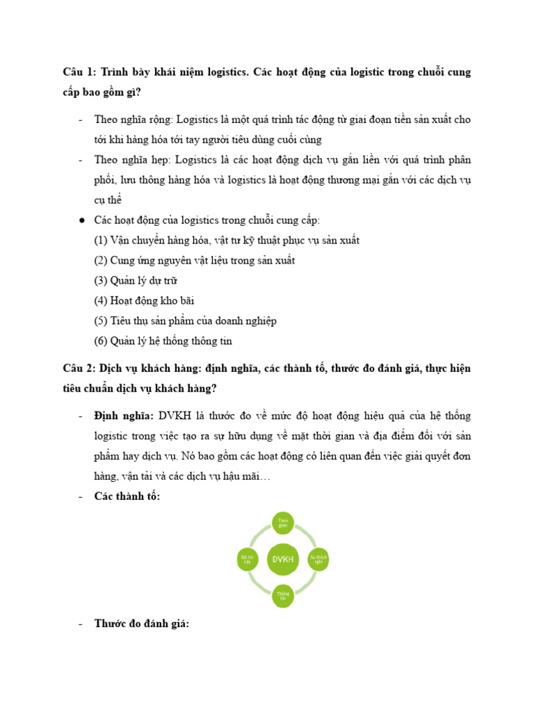 Câu Hỏi Tự Luận QT Logistics.docx | PDF