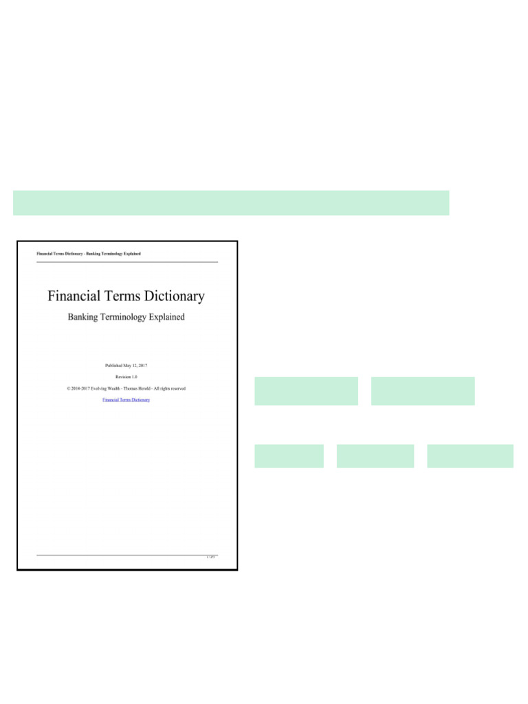 Financial Terms Dictionary Banking Terminology Explained Thomas Herold ...