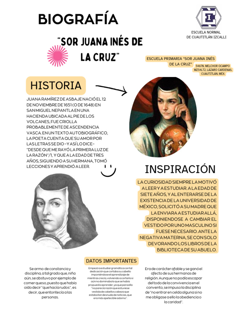 Biografía de Sor Juana Inés de la Cruz | PDF