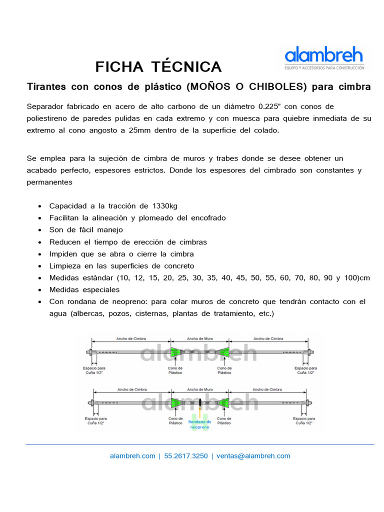 FT - Tirantes o Moños Para Cimbra - Alambreh | PDF