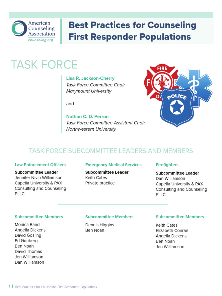 Counseling Best Practices for First Responders | PDF | Emergency ...