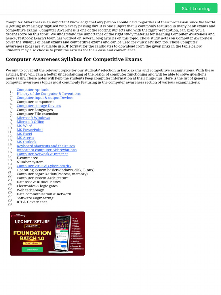 Computer Awareness Notes For Bank Exams & Competitive Exams - Practice ...