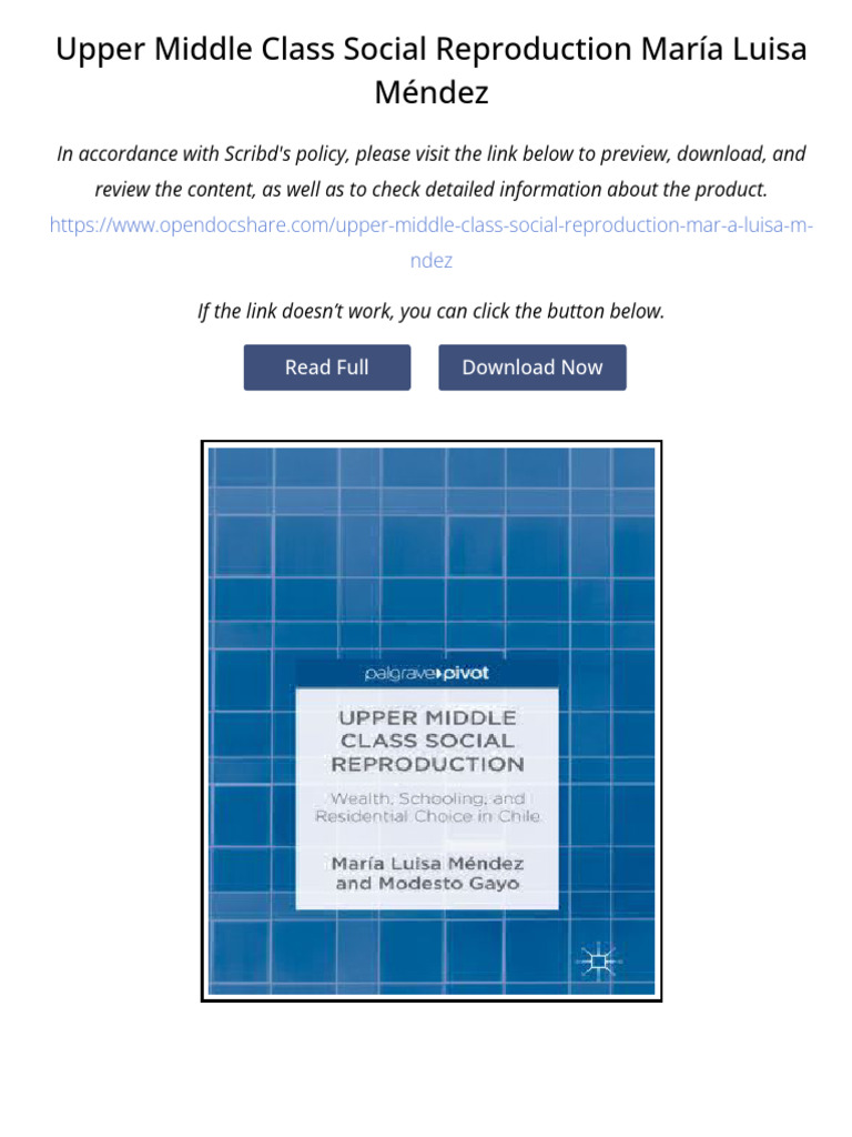 Upper Middle Class Social Reproduction María Luisa Méndez | PDF | Cost ...