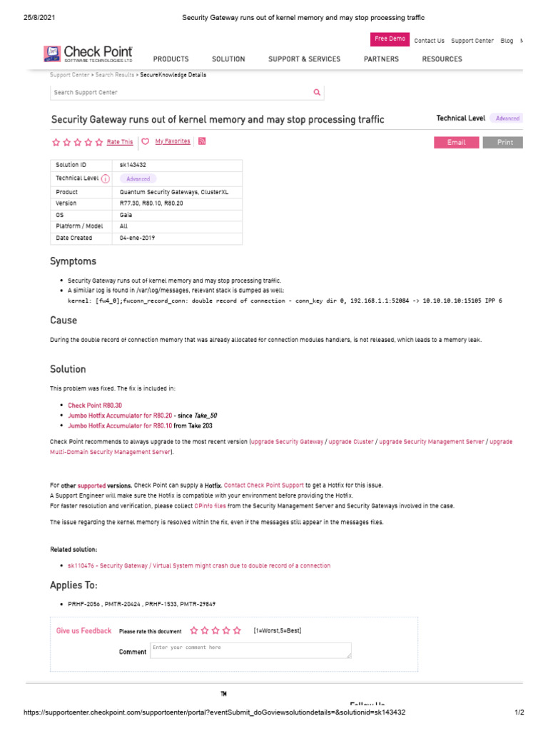 Security Gateway Runs Out of Kernel Memory and May Stop Processing ...