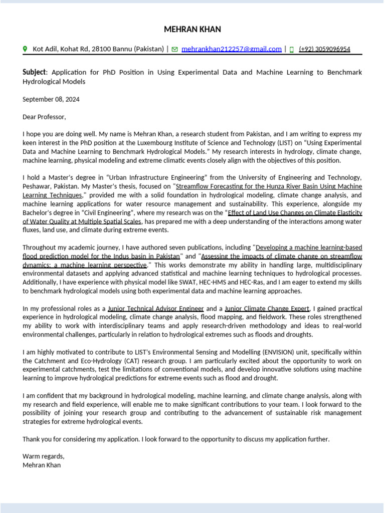 Cover Letter 12 | PDF | Machine Learning | Hydrology