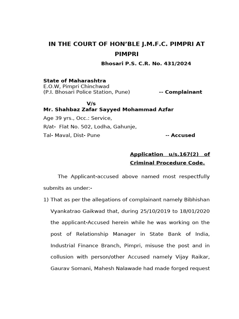Default Bail- 167(2) of CRPC | PDF | Bail | Judiciaries