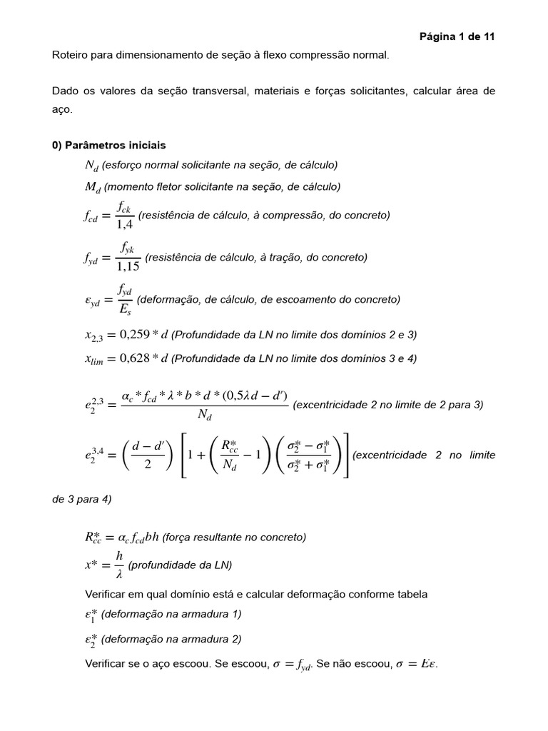 Dimensionamento de Seção em Flexo Compressão | PDF | Engenharia ...