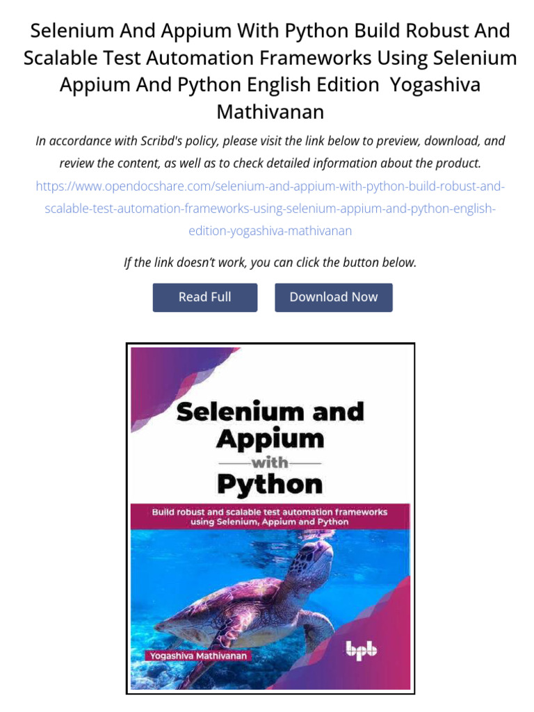 Selenium and Appium with Python Build robust and scalable test ...
