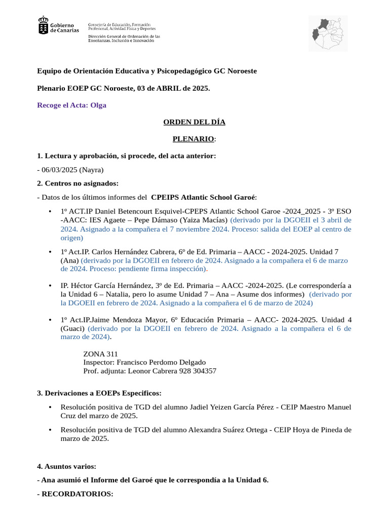 Email-Orden Dia Plenario - 03 Abril 2025 | PDF