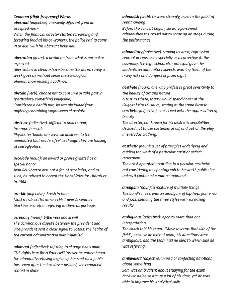 High Frequency GRE Words by Magoosh | PDF