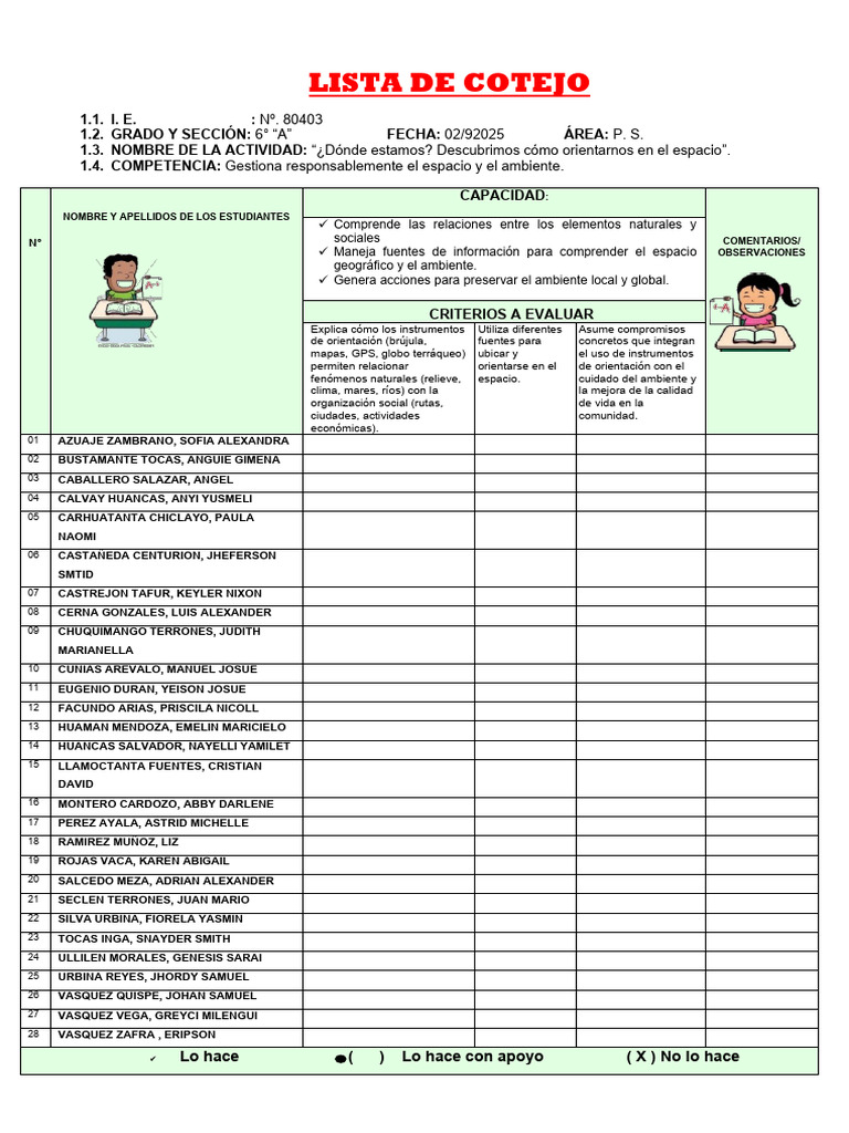 Lista de Cotejo | PDF