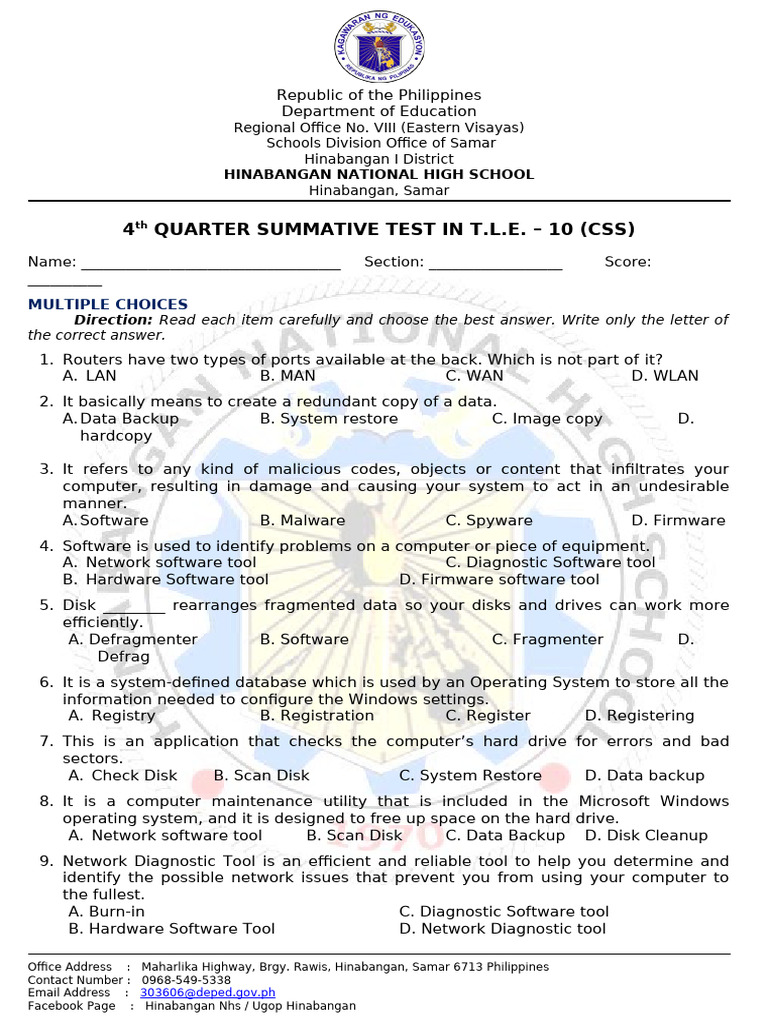 4th Grading Examination (2025) | PDF | Computer Network | Local Area ...