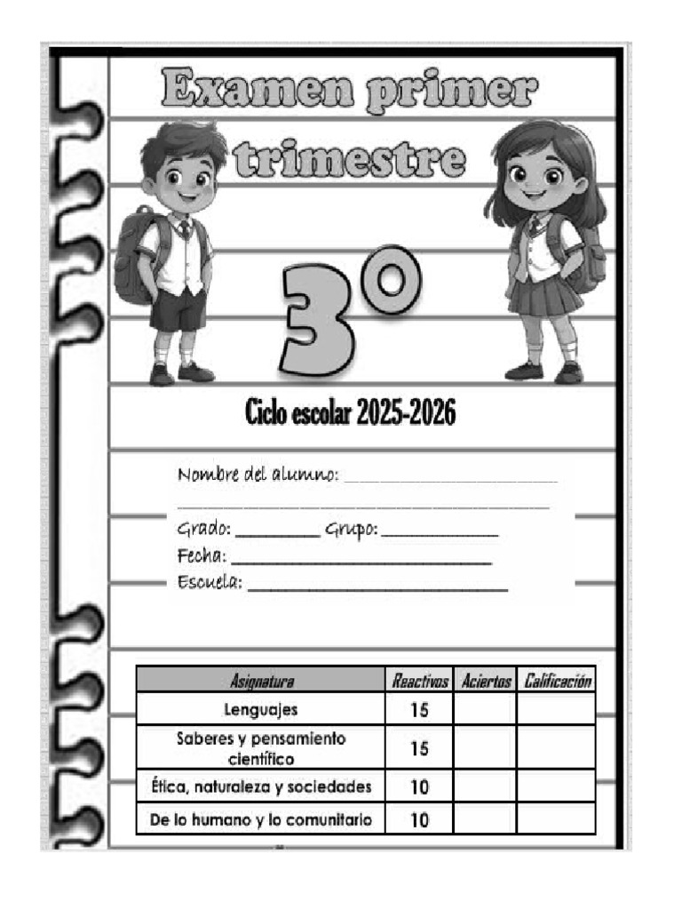 EXAMEN PRIMER TRIMESTRE 3° | PDF
