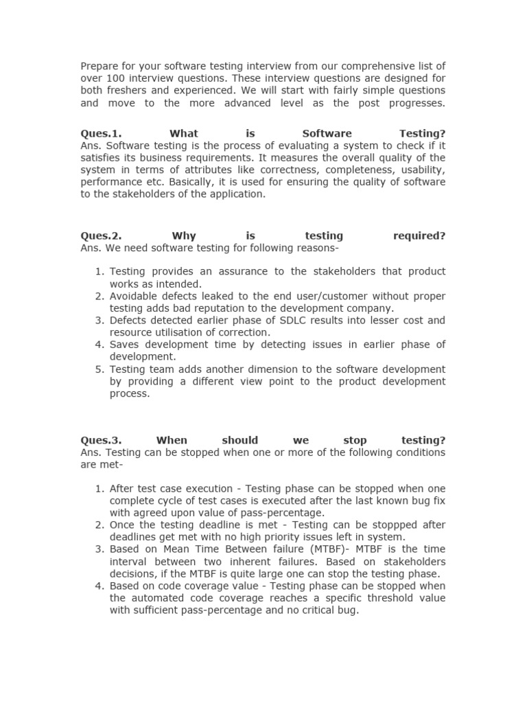 Manual Theory Interview Questons | PDF | Software Testing | Software Bug