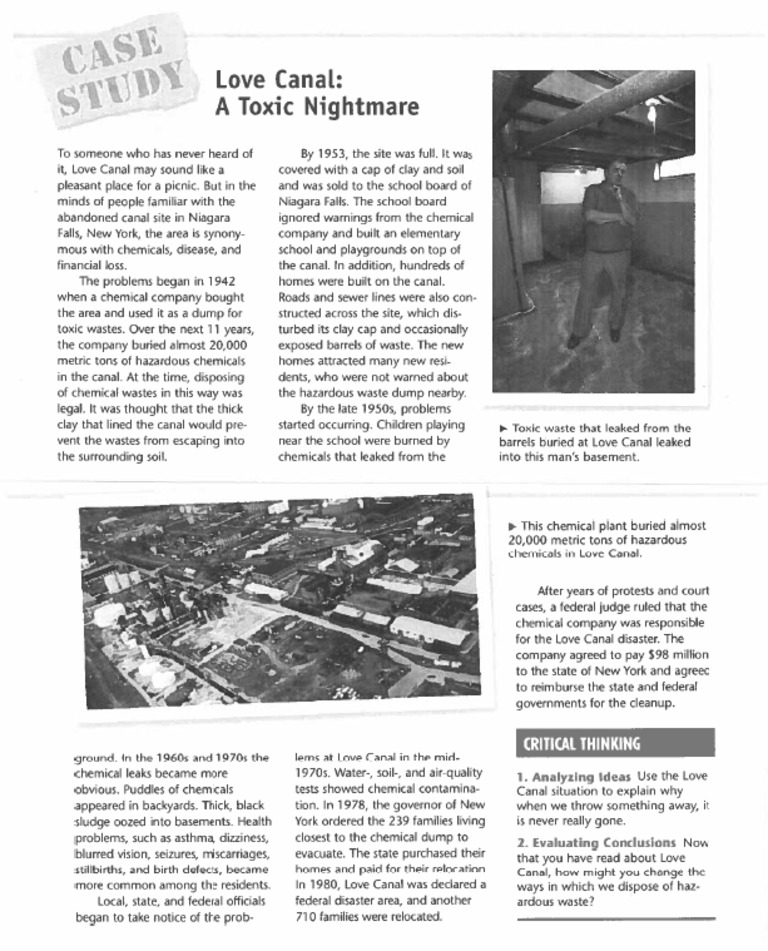 1-3 Case Study - Love Canal - A Toxic Nightmare | PDF