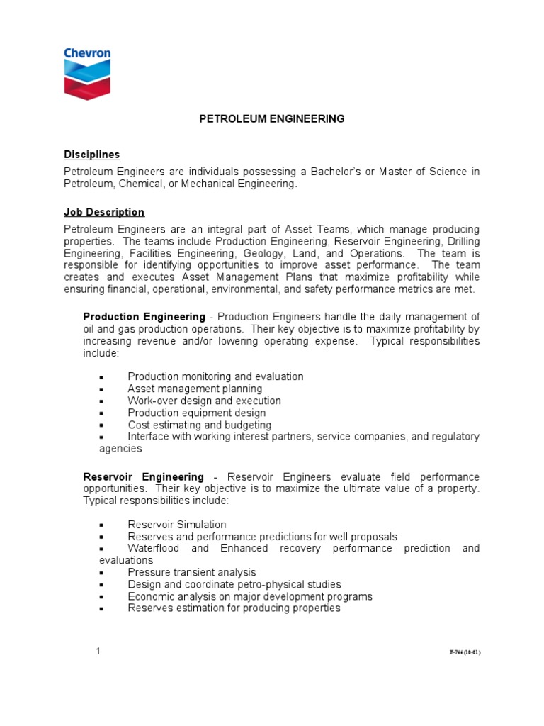 Petroleum Engineering Career Overview | PDF | Oil Well | Chevron ...