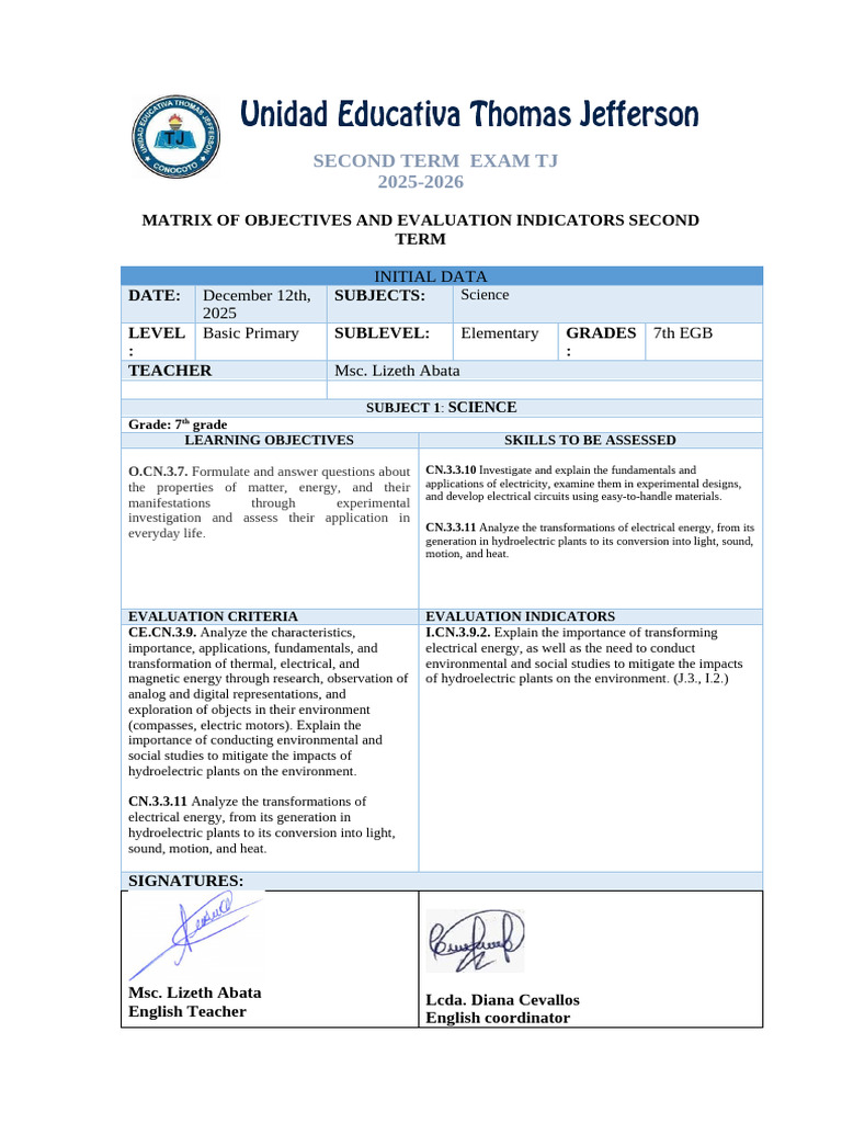 Matrix 7th SC | PDF | Electricity | Science