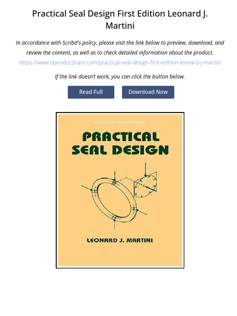 Practical Seal Design First Edition Leonard J. Martini | PDF | Piston ...