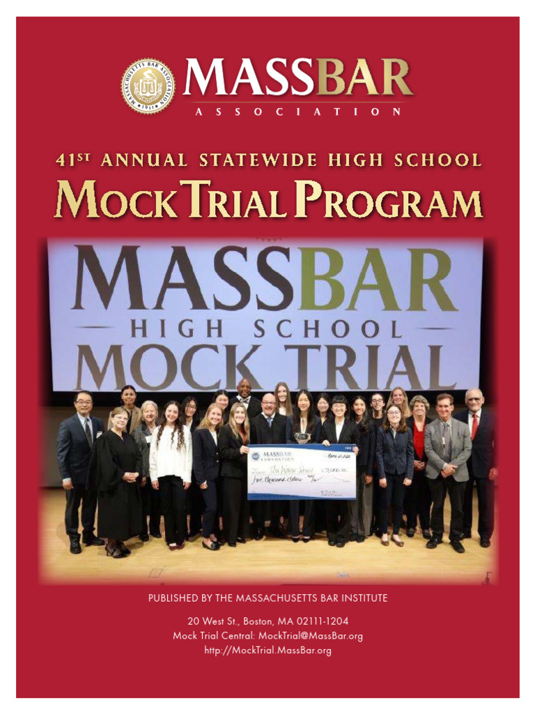 2026 Massachusetts High School Mock Trial | PDF | Witness | Courtroom
