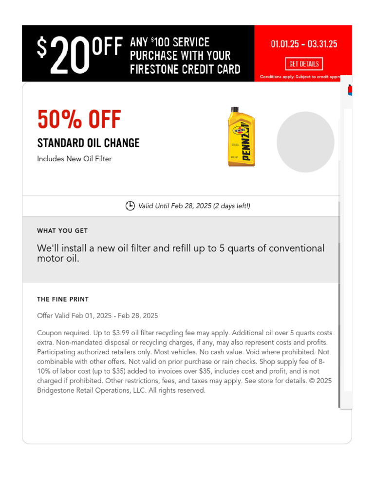 50% OffStandard Oil Change | PDF