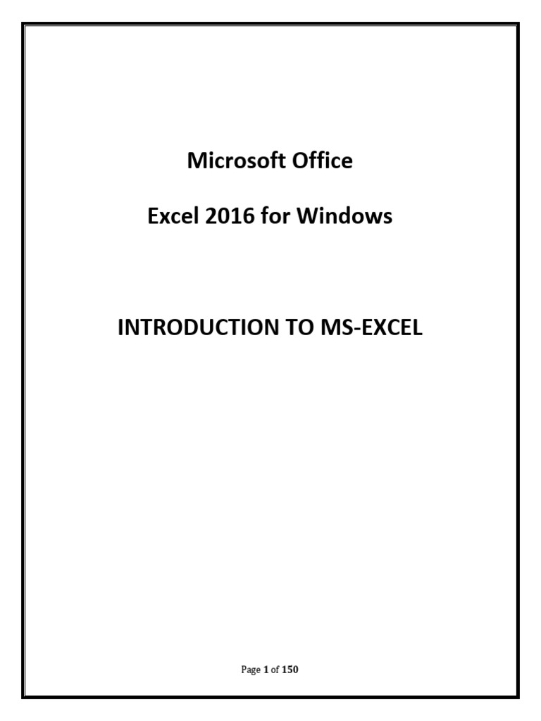 Microsoft Office Ms-Excel 2016 | PDF | Spreadsheet | Microsoft Excel