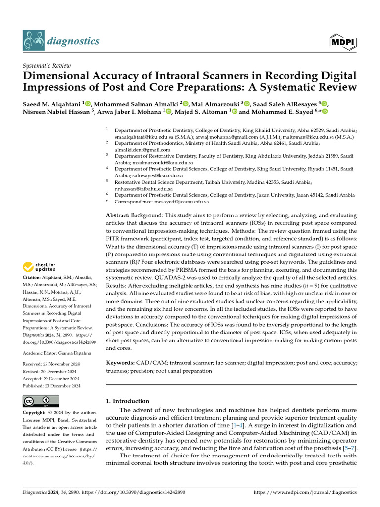 26-diagnostics-14-02890 | PDF | Systematic Review | Ct Scan