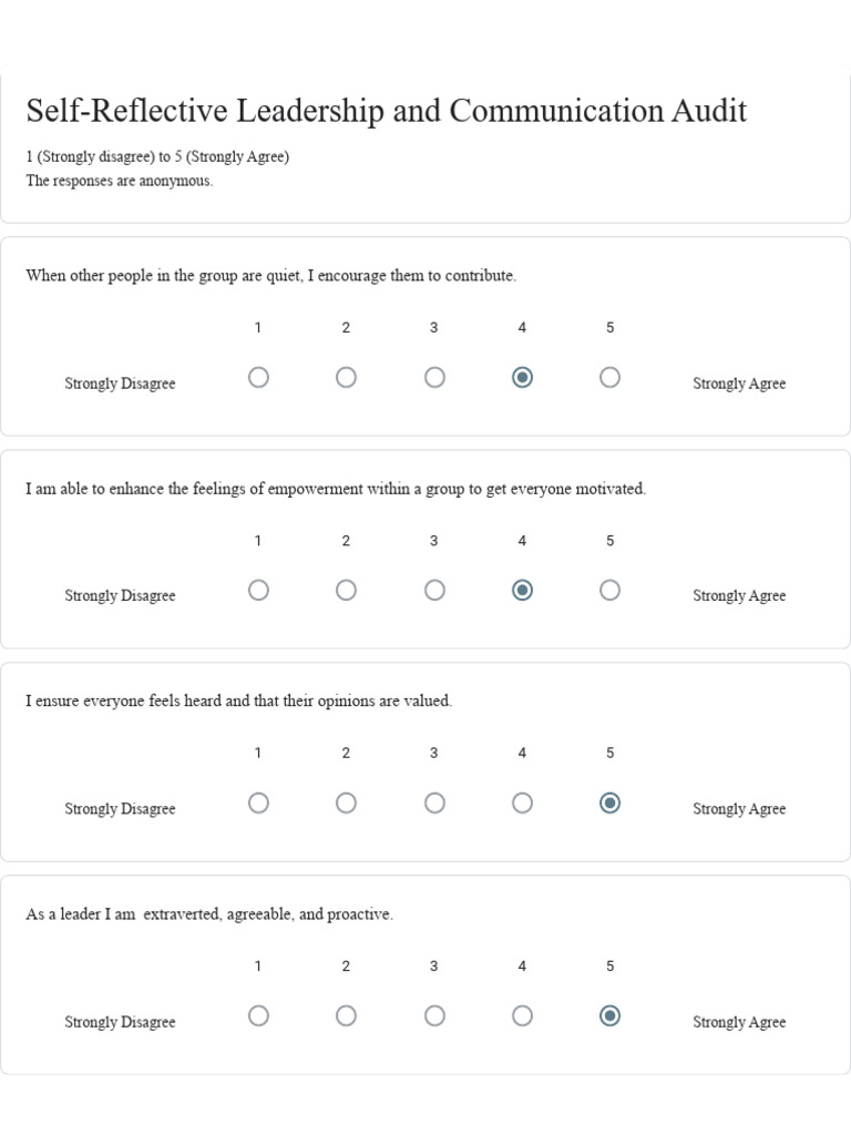 Self-Reflective Leadership and Communication Audit - Google Forms | PDF ...