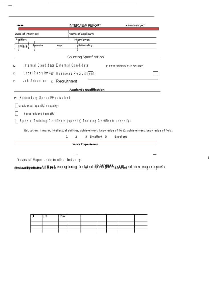 Job Interview Report Template | PDF | Business | Games & Activities