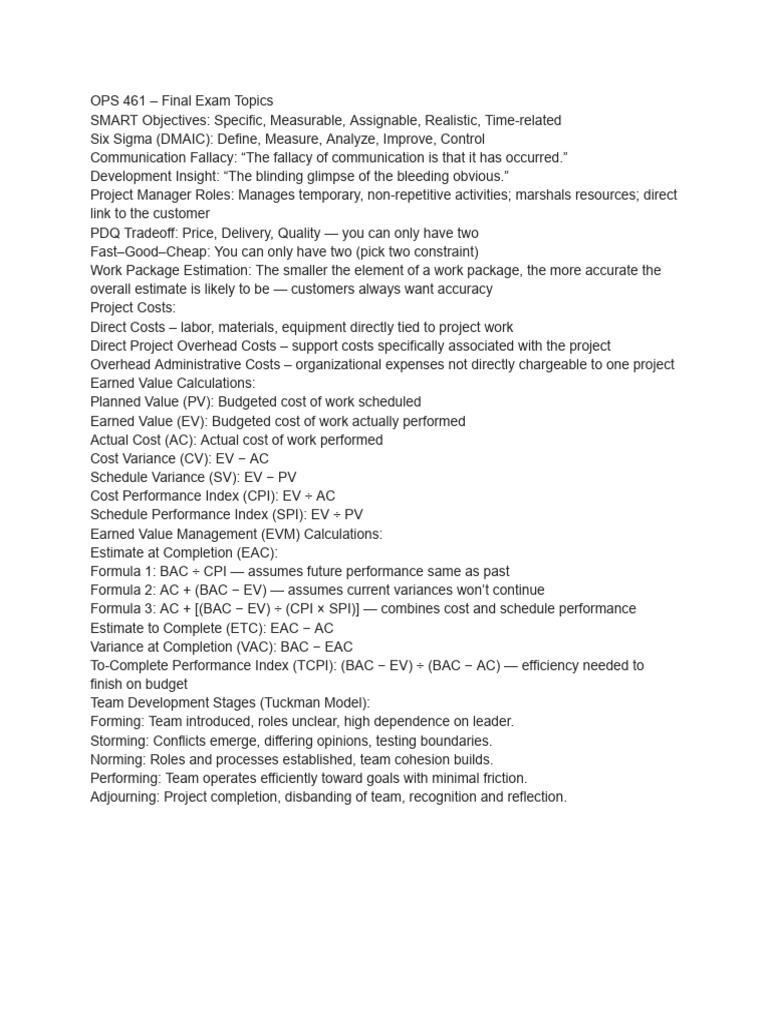 OPS 461 – Key Concepts | PDF
