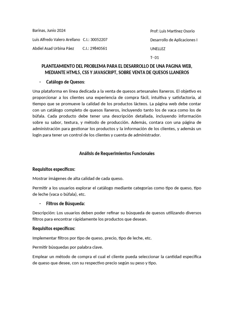 Plantealiento del problema y los codigos HTML5 | PDF | Queso ...