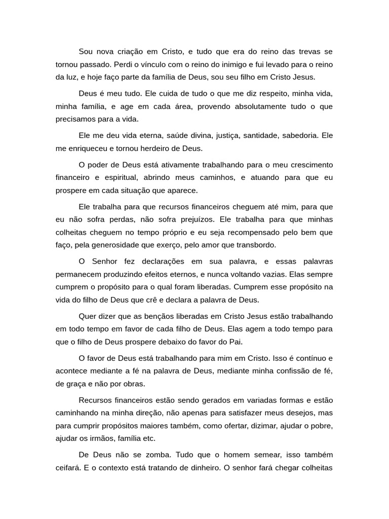 Sou nova criação em Cristo | PDF | Jesus | Dinheiro