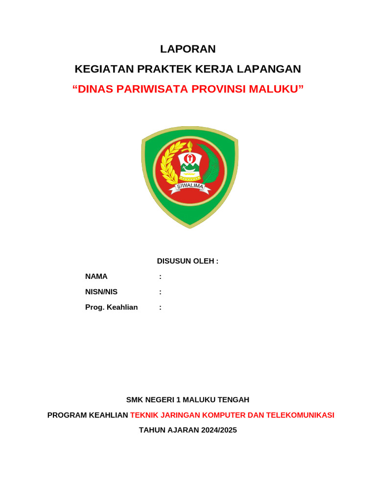 Contoh Format Laporan PKL SMK Negeri 1 Maluku Tengah | PDF