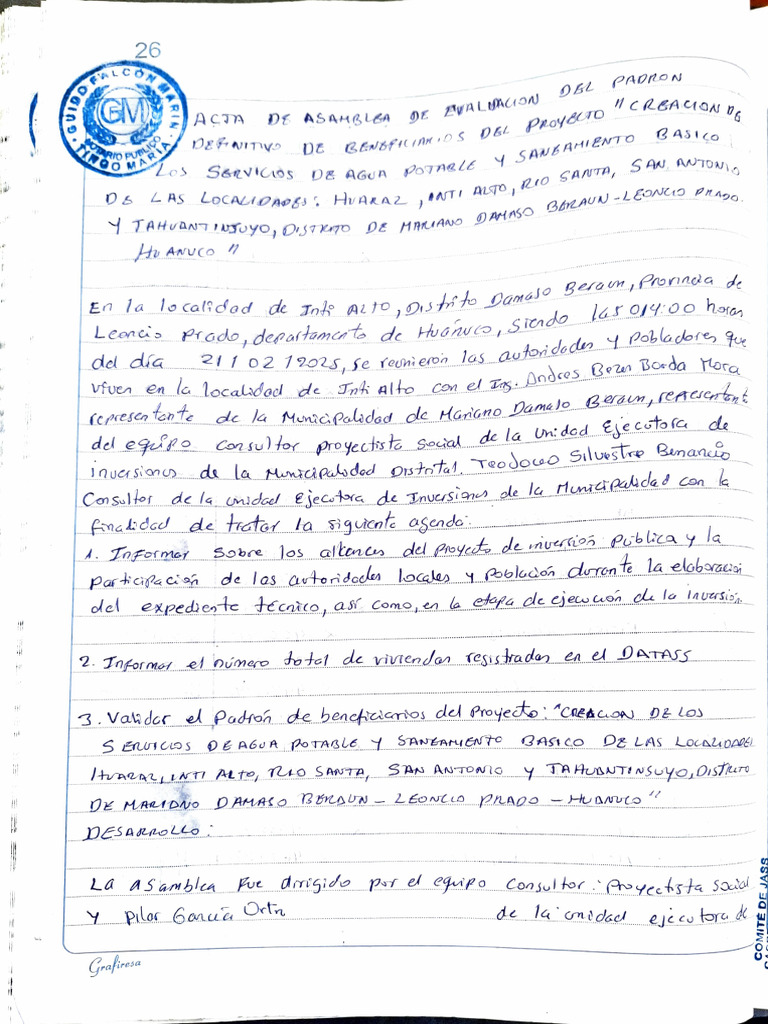 Acta padron Inti Alto | PDF