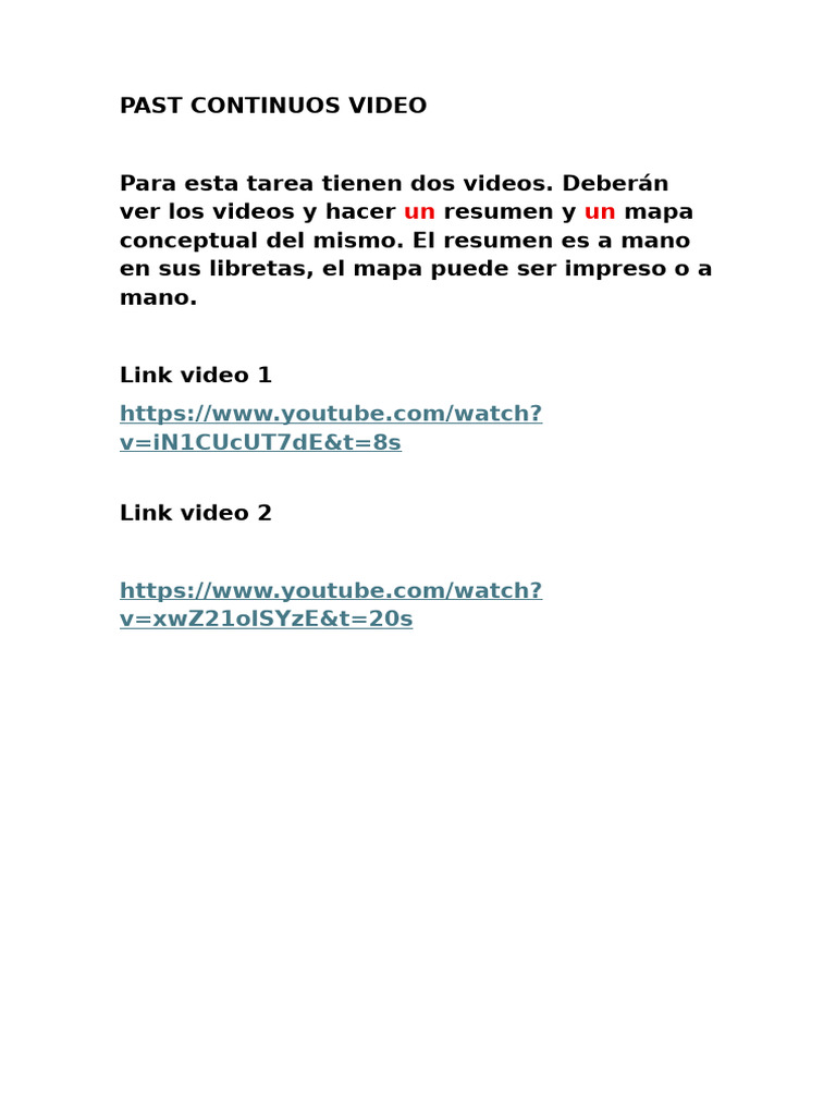 Past Continuos Video | PDF