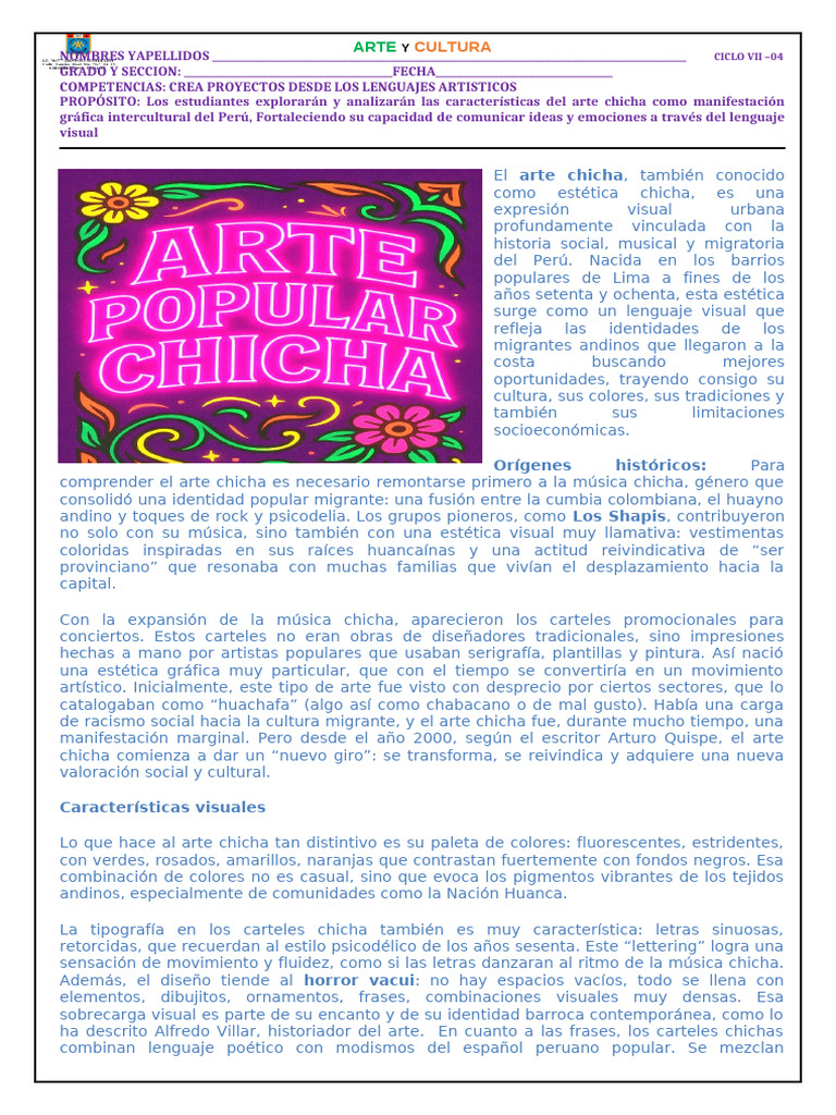 Arte Chicha: Identidad Visual Peruana | PDF | Póster | Diseño
