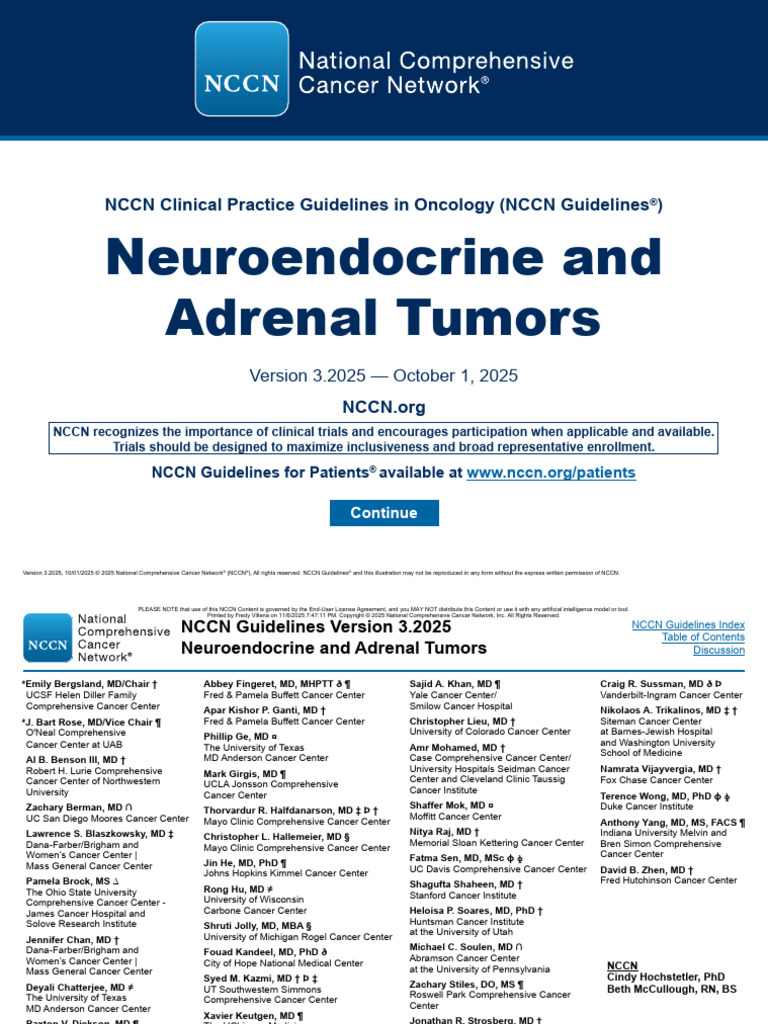 NCCN Guidelines: Neuroendocrine Tumors | PDF | Neoplasms | Diseases And ...