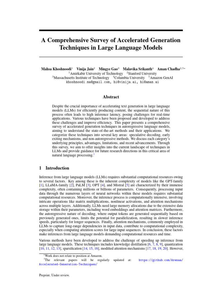 A Comprehensive Survey of Accelerated Generation Techniques in Large ...