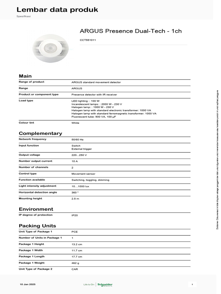 ARGUS Dual-Tech Presence Detector | PDF