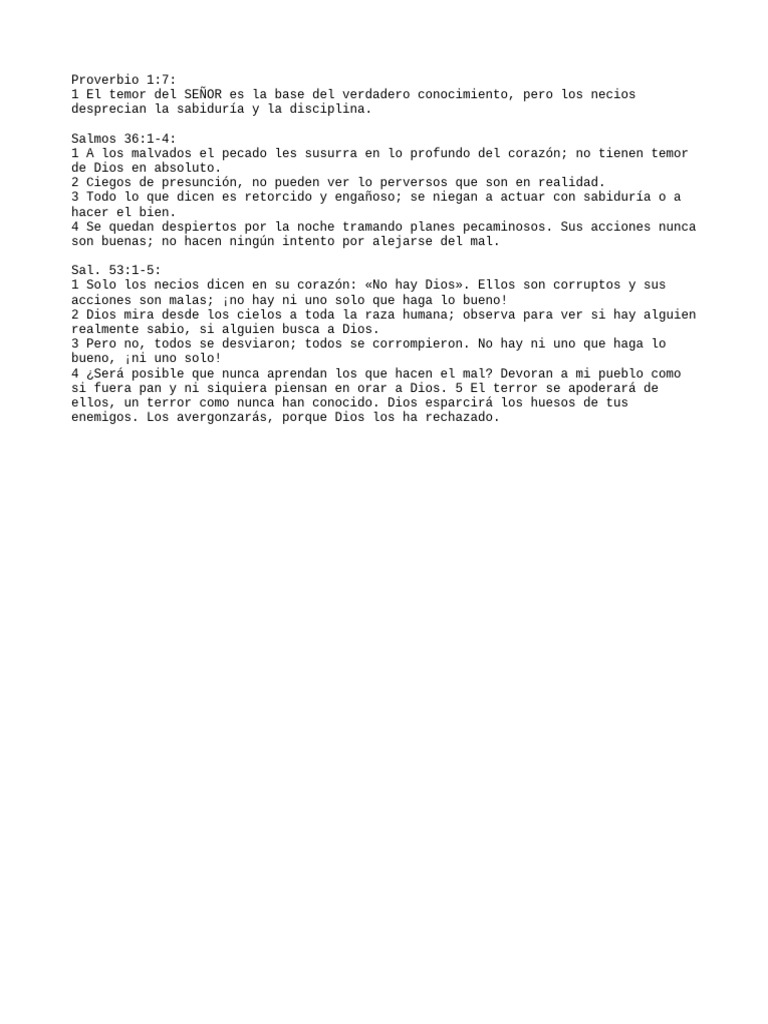 Sabiduría y necedad en Proverbios y Salmos | PDF
