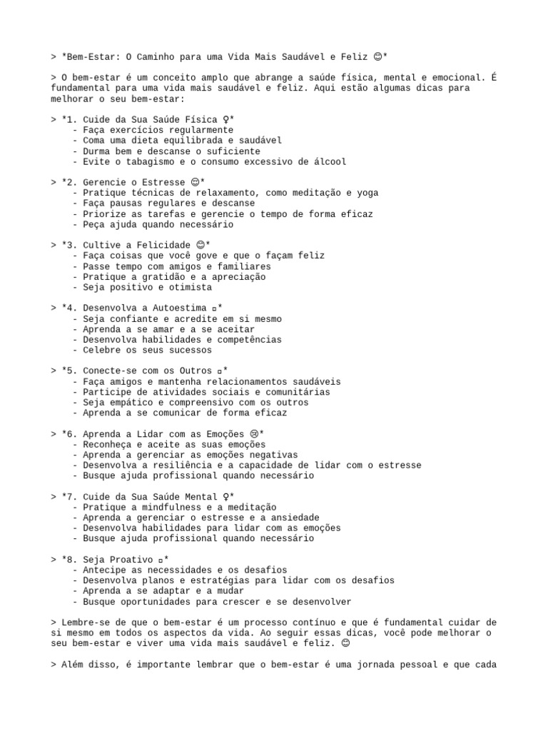 Bem Estar | PDF | Bem-estar | Autoestima