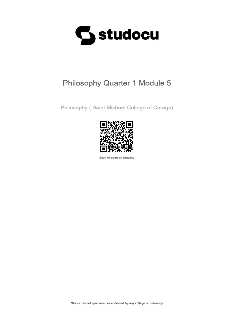 Philosophy Quarter 1 Module 5 | PDF | Free Will | Learning